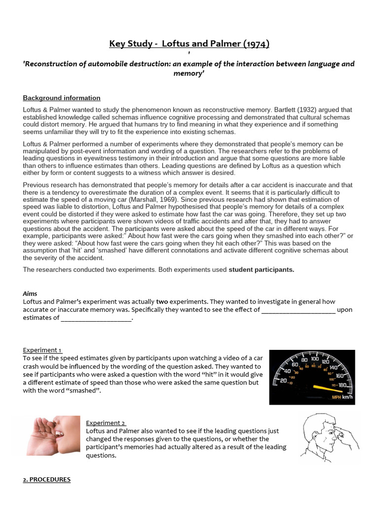 Loftus and Palmer 1974 WS | PDF | Behavioural Sciences | Neuroscience