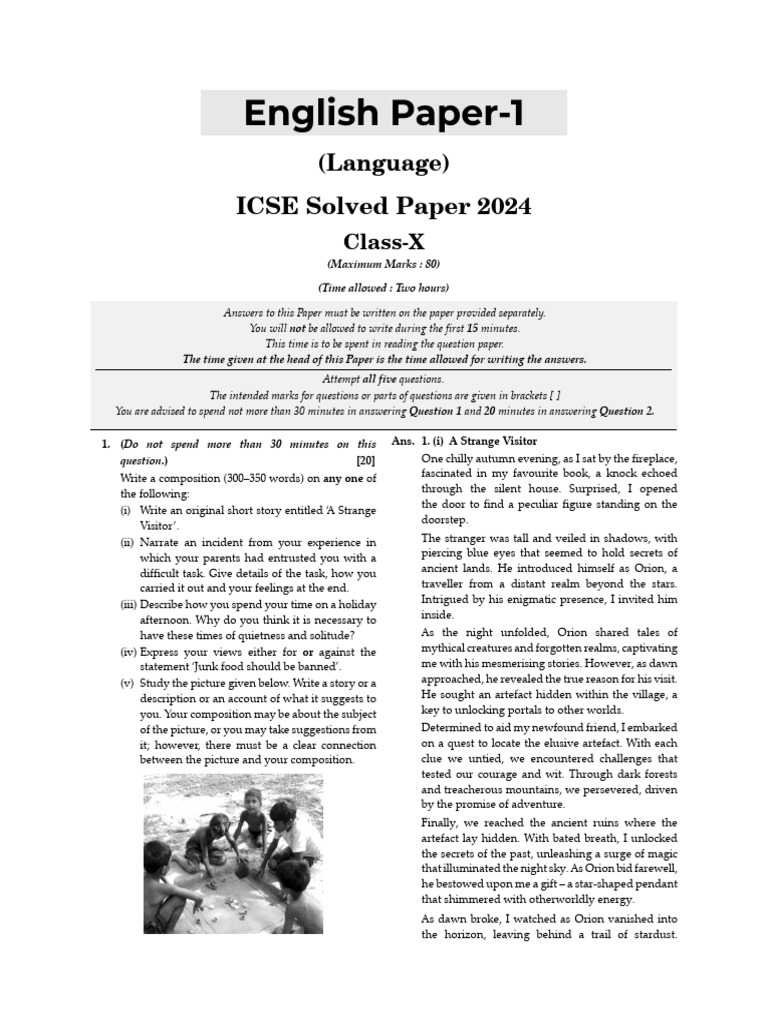 English Paper-1 Language Paper-2024 | PDF | Junk Food | Sustainability