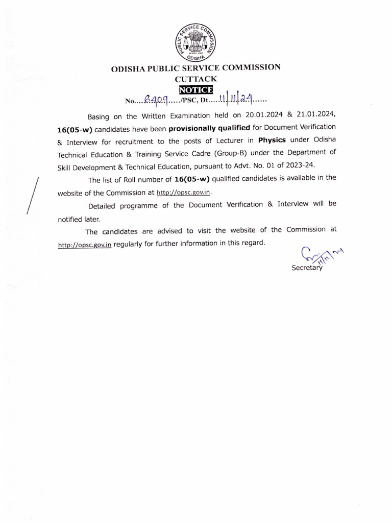 OTETS Physics Writ Result | PDF