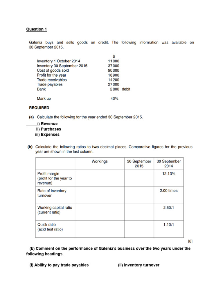 Accounting Test (Ratios, Partnership & Manufacturing Account) | PDF