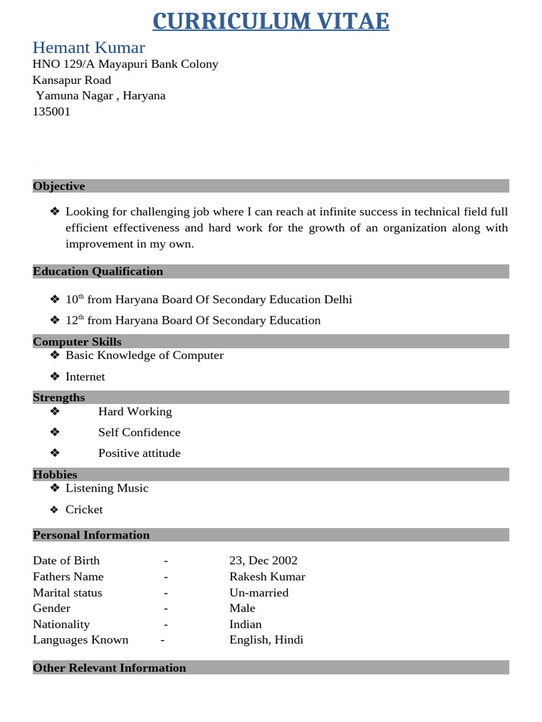 Hemant Resume | PDF