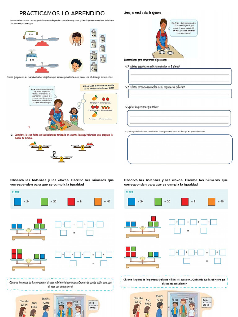 Ficha - Matematica - Equilibramos Balanzas | PDF
