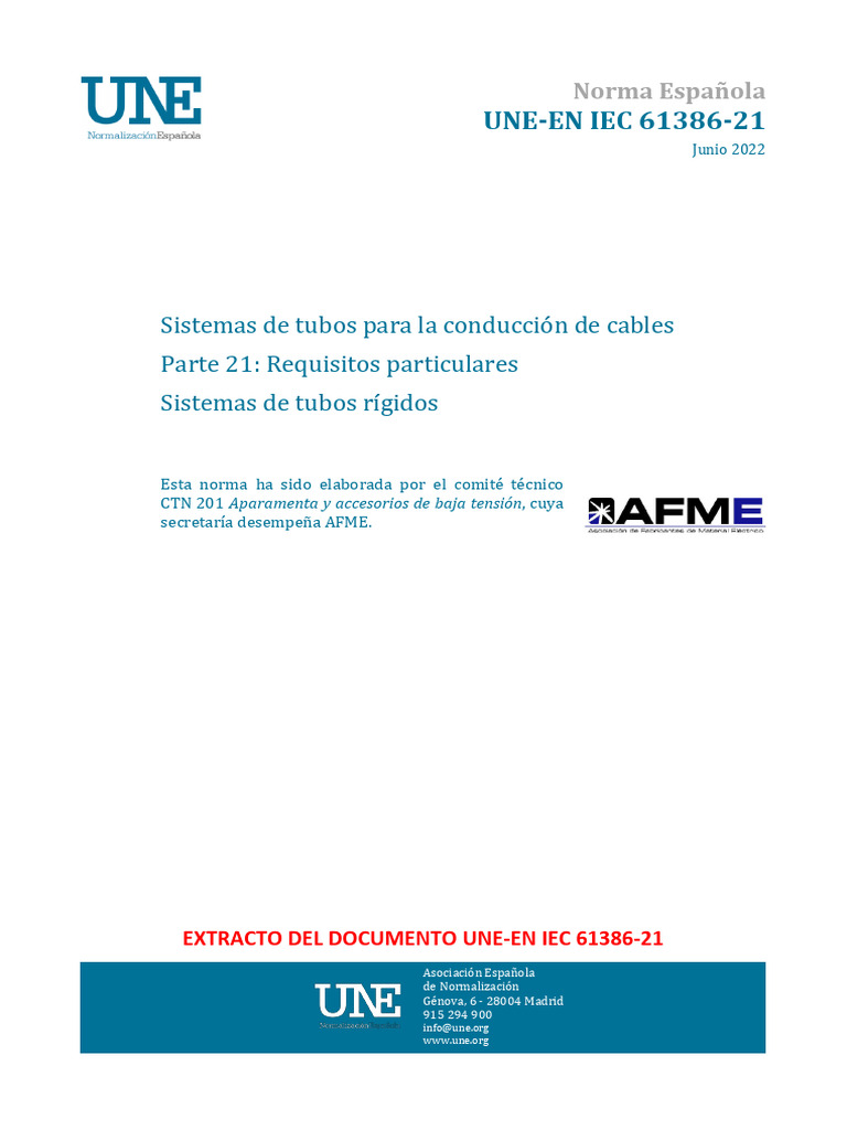 Norma UNE-EN IEC 61386-21: Tubos Rígidos | PDF
