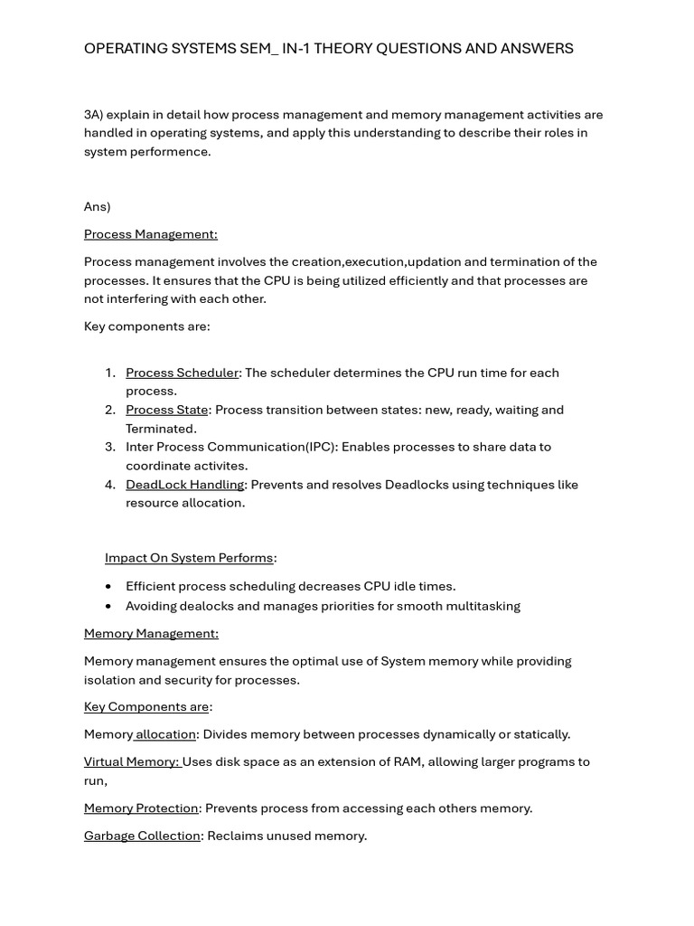 Operating System Management Fundamentals | PDF | Process (Computing) | Operating System