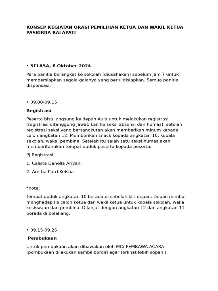 Pemilihan Ketua Paskibra Balapati | PDF