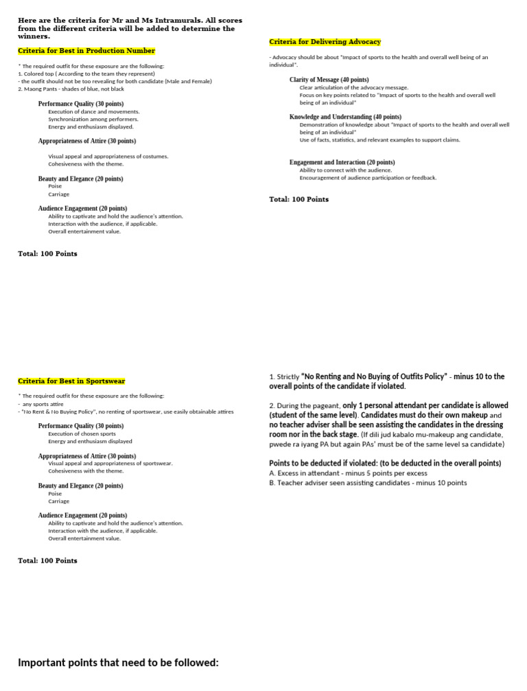 MR and Ms Intrams Criteria | PDF | Human Communication