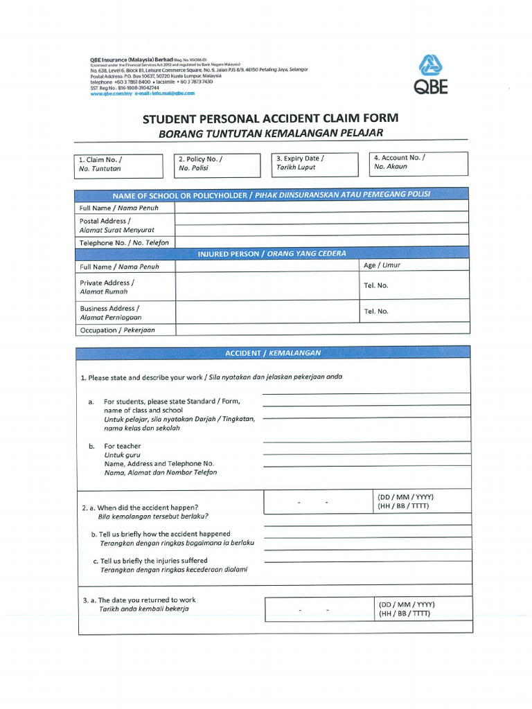 Student Pa Claim Form | PDF