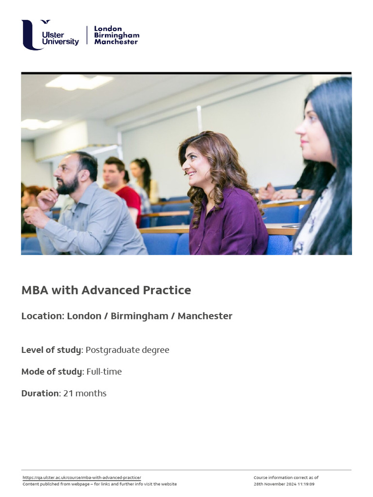 Mba With Advanced Practice | PDF | Postgraduate Education | Entrepreneurship