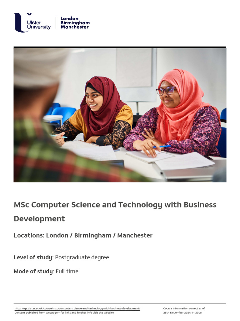 MSC Computer Science and Technology With Business Development | PDF ...