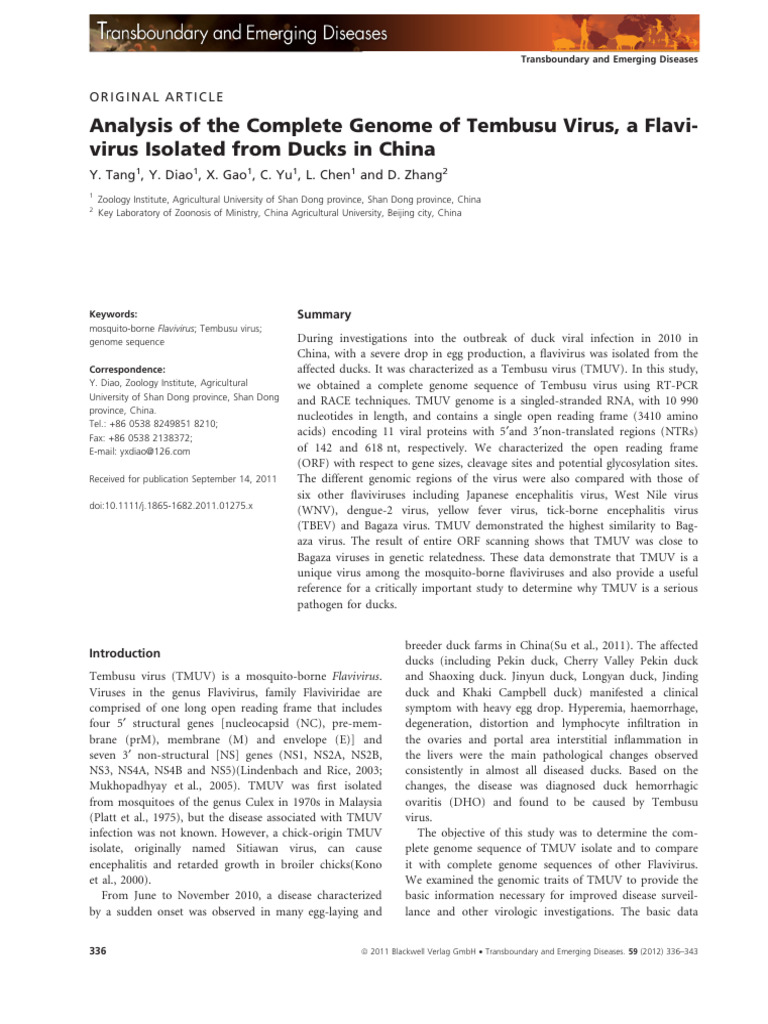 Transbounding Emerging Dis - 2011 - Tang - Analysis of The Complete ...