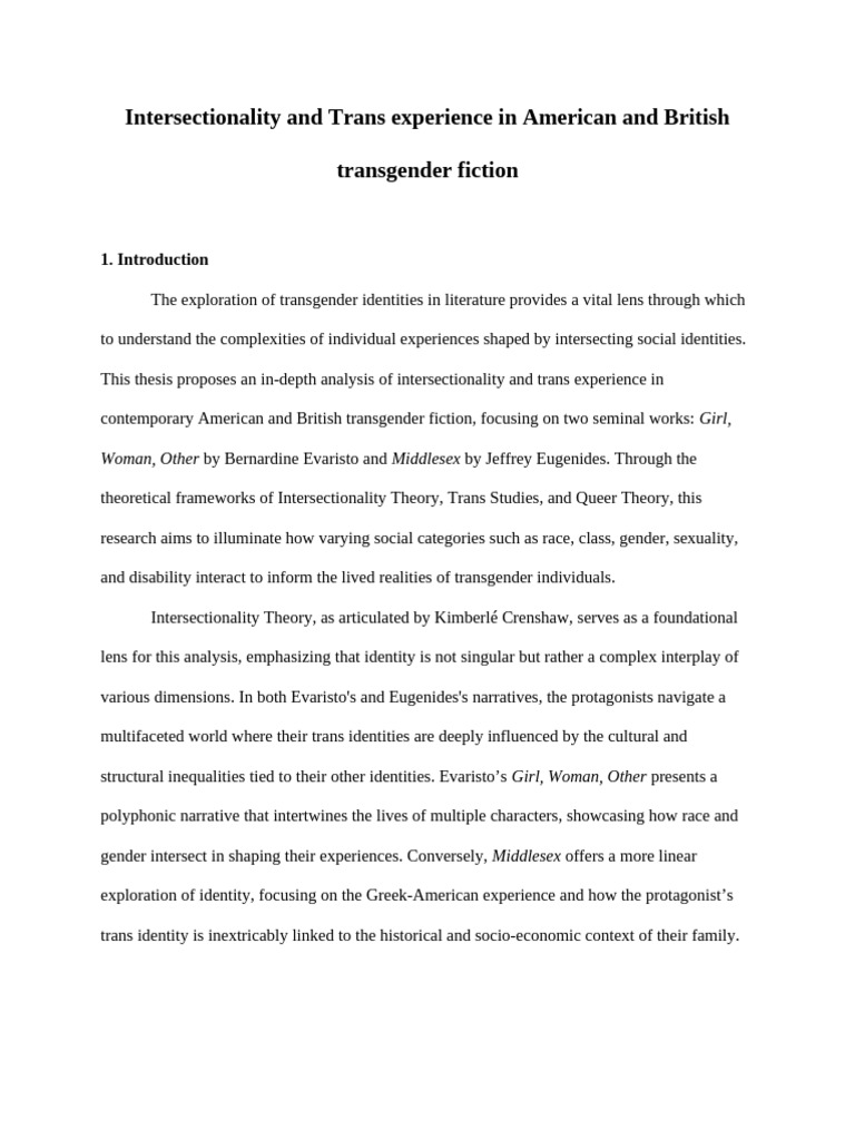 Intersectionality in Trans Fiction Analysis | PDF | Intersectionality | LGBTQIA+ Studies