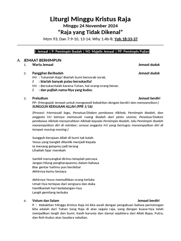 Liturgi Minggu Kristus Raja 24-11-2024 | PDF