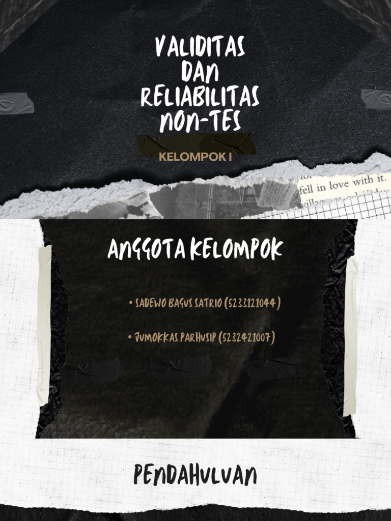 Validitas Dan Reliabilitas NON-TES Kelompok 1 - 20240924 - 004757 ...