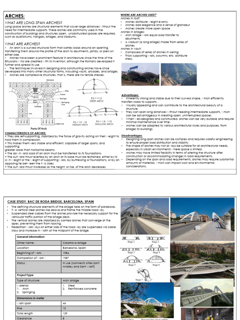 Long Span Arches in Architecture | PDF | Bridge | Structural Engineering