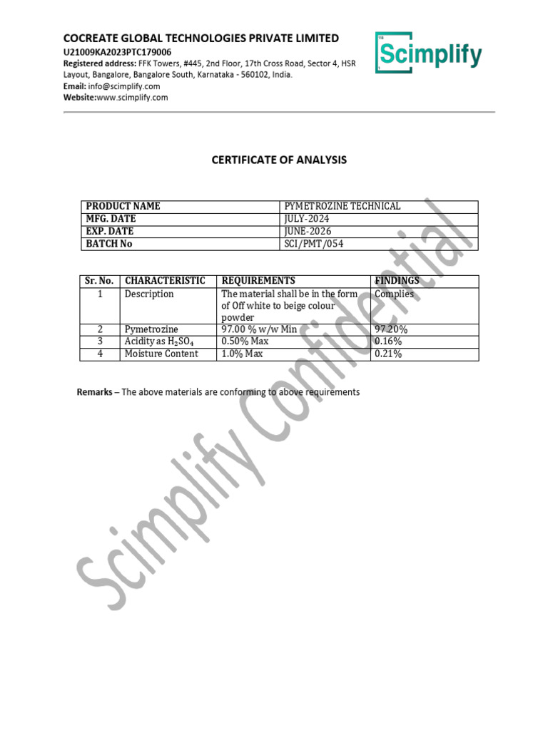 Pymetrozine Technical 1 | PDF