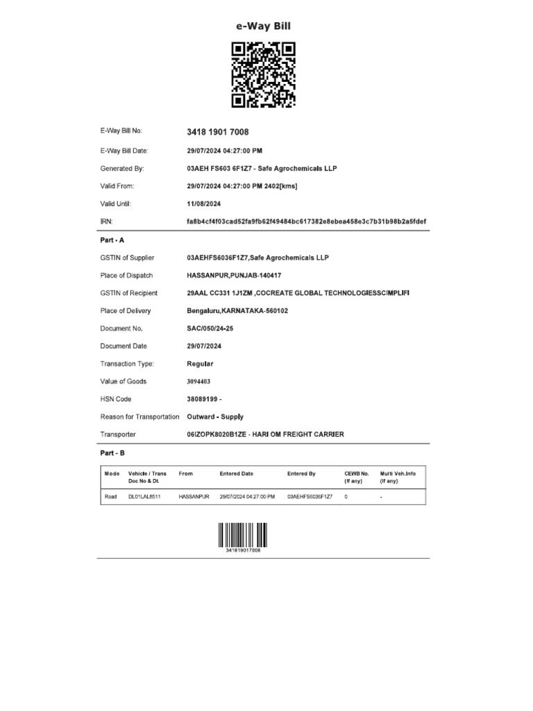 Eway Bill | PDF