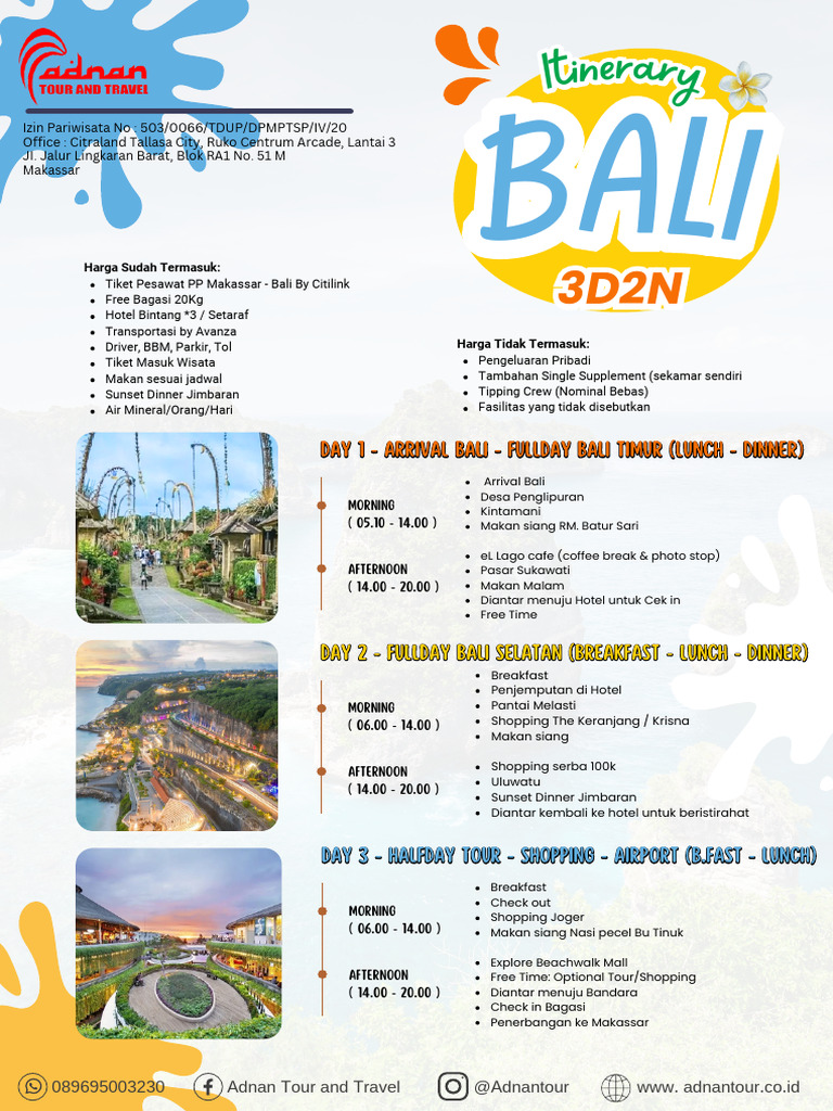 Bali 3D2N Tour Package from Makassar | PDF