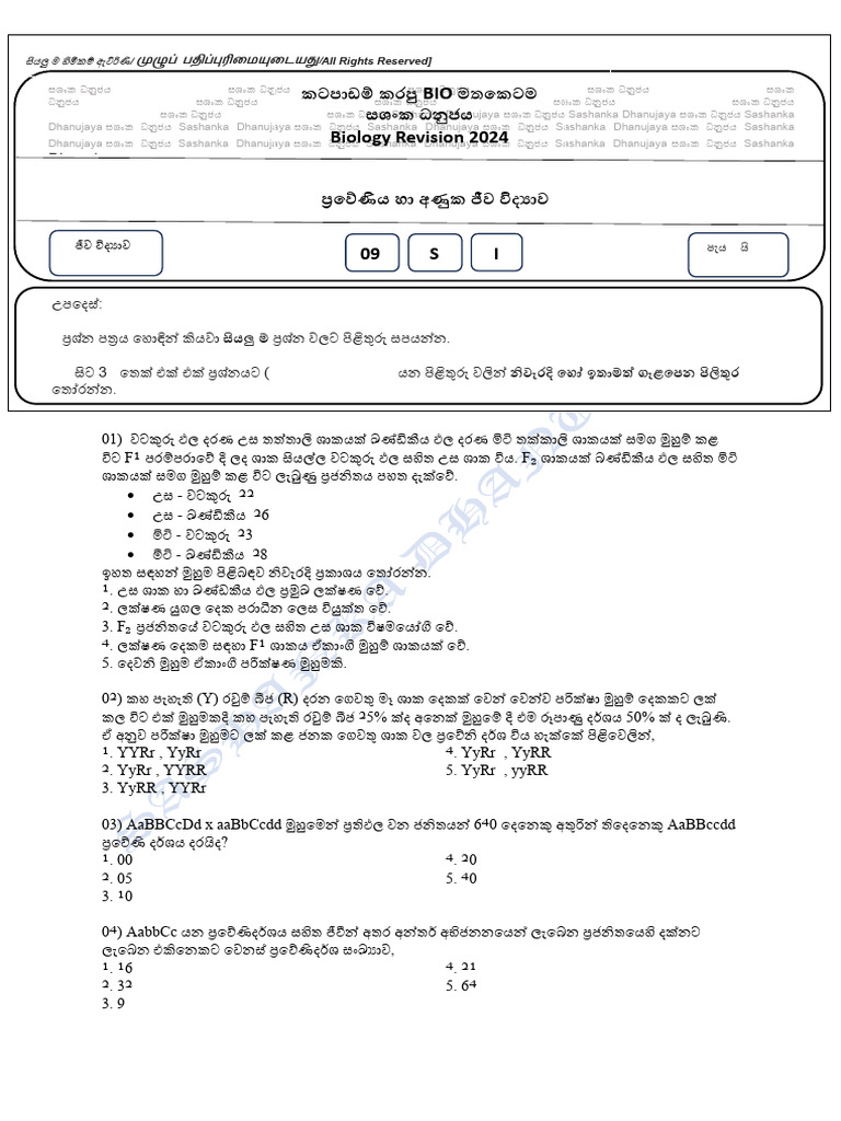 2024 6th-7th MCQ Paper SM | PDF