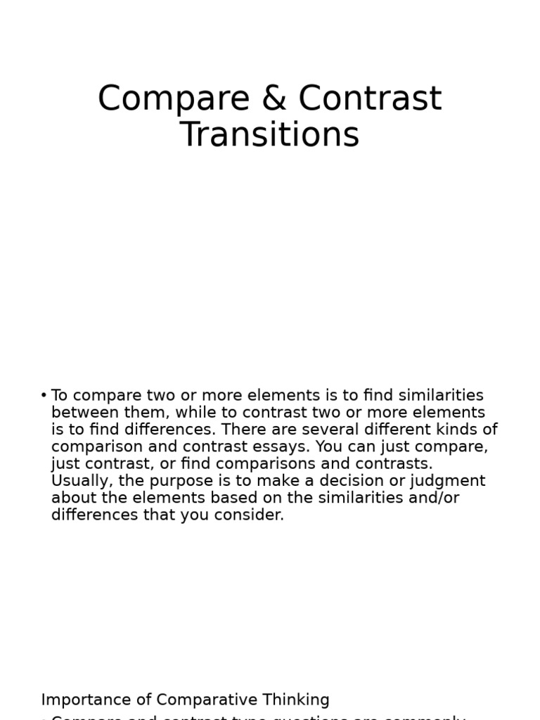 Compare & Contrast Transitions | PDF