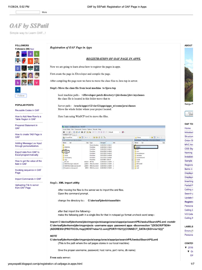 Registration of OAF Page in Apps | PDF