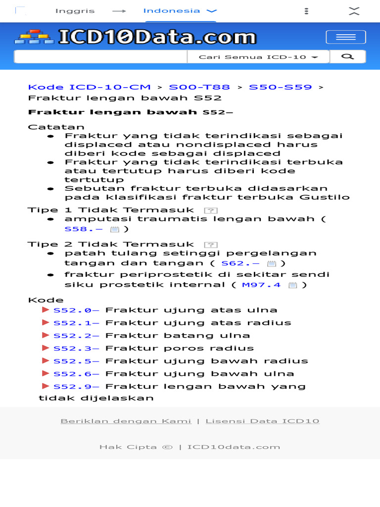 2024 ICD-10-CM Codes S52 Fracture of Forearm | PDF