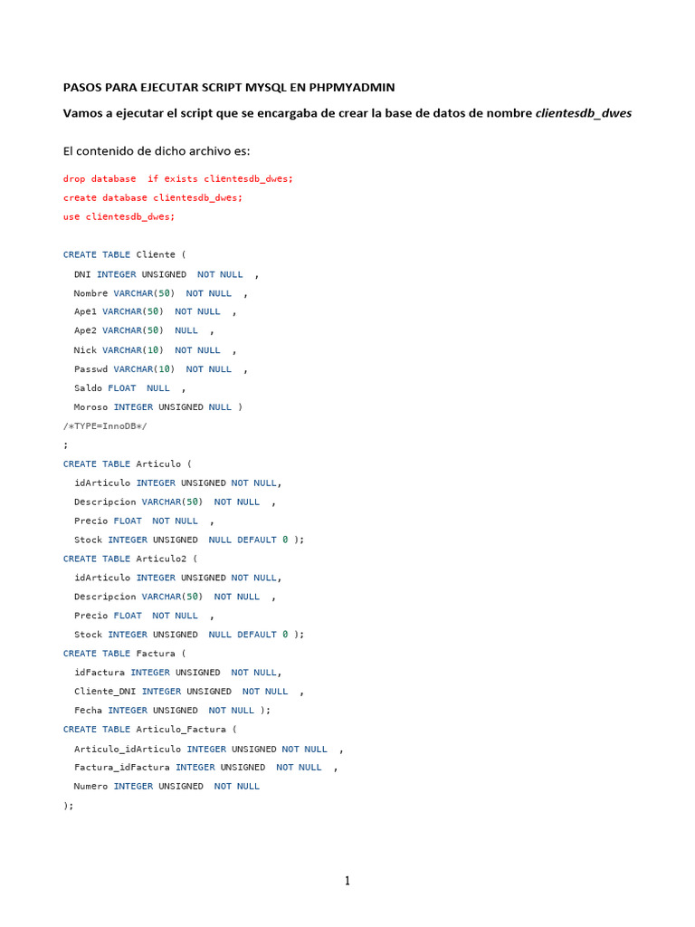 Ejecutar Script MySQL en phpMyAdmin | PDF | SQL | Software de gestión ...
