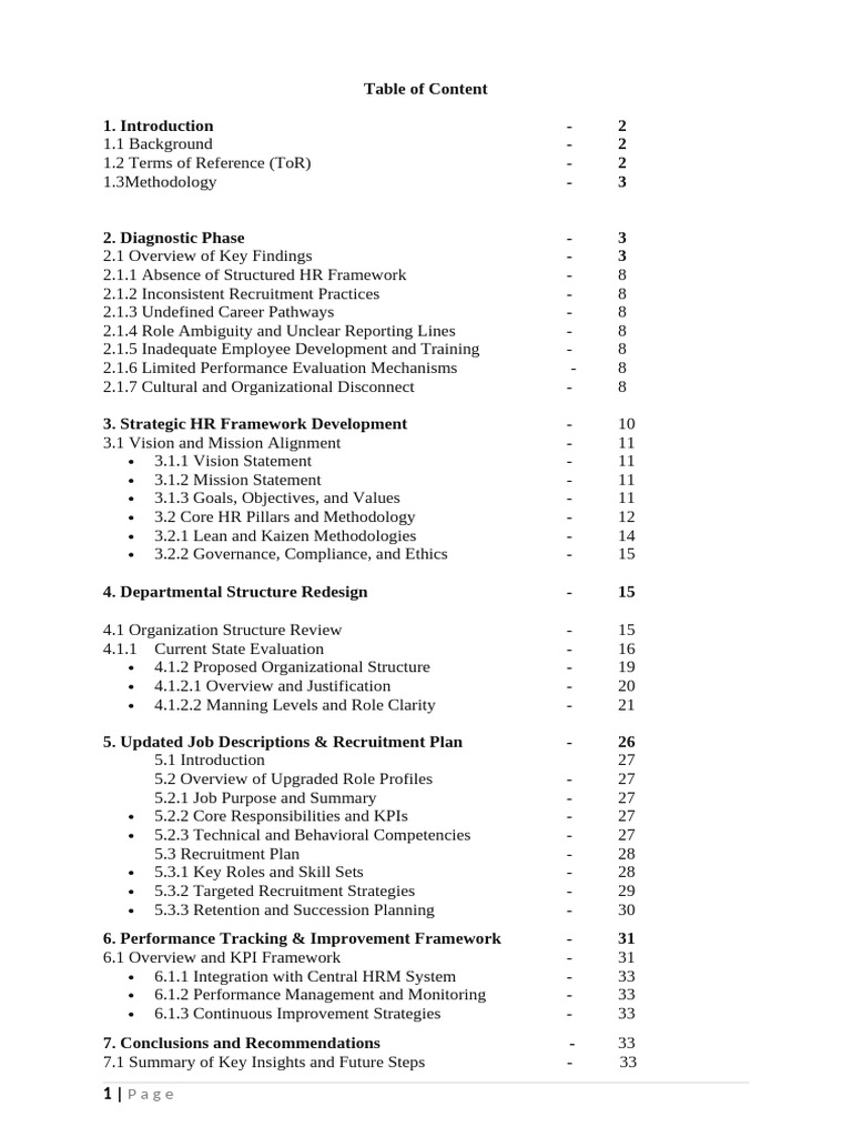 Table of Content - DANA HR Assignment | PDF | Performance Indicator | Performance Appraisal