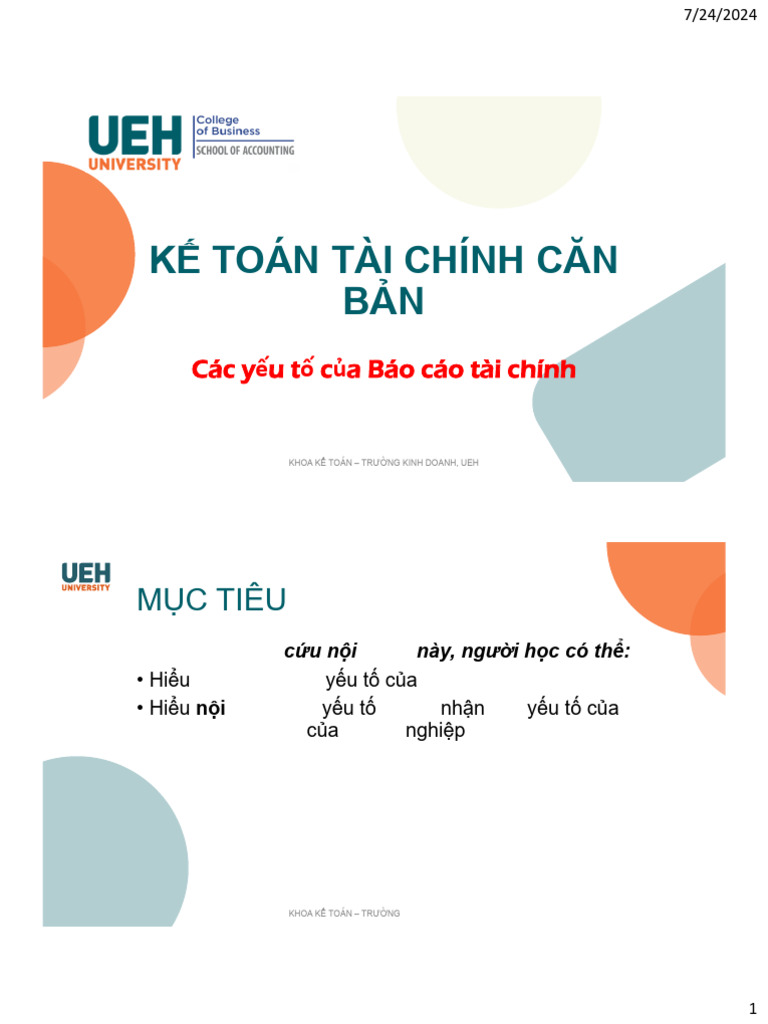 Các yếu tố của BCTC | PDF