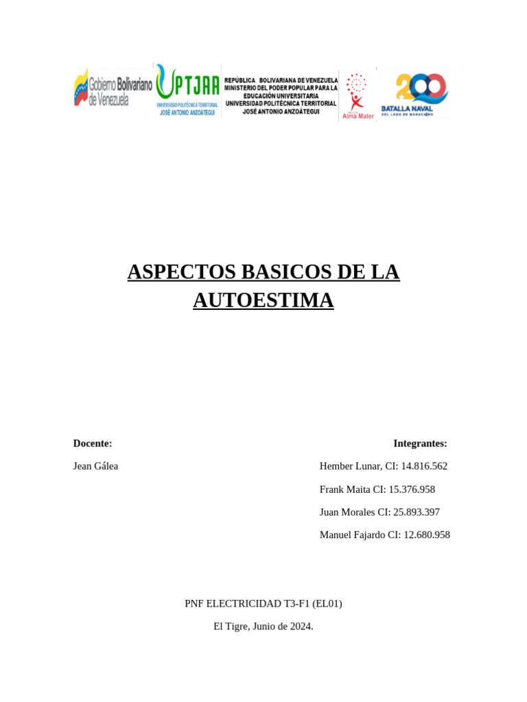 Trabajo de Aspectos Basicos de La Autoestima | PDF | Autoestima | Desarrollo personal