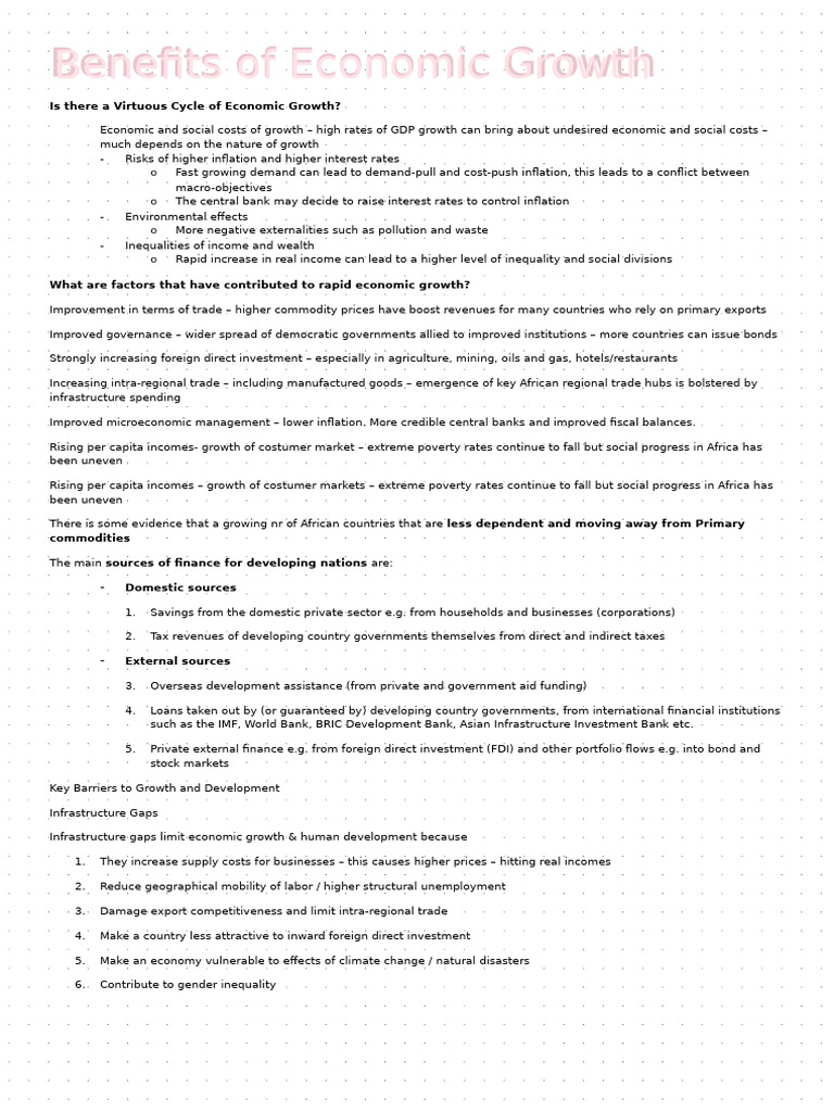 Benefits of Economic Growth | PDF | Economic Growth | Developing Country