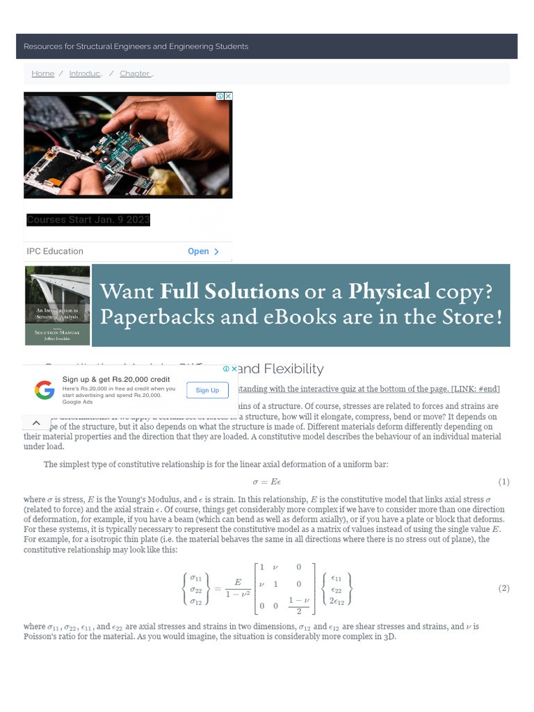 1.4 Constitutive Models, Stiffness and Flexibilit | PDF | Stiffness ...