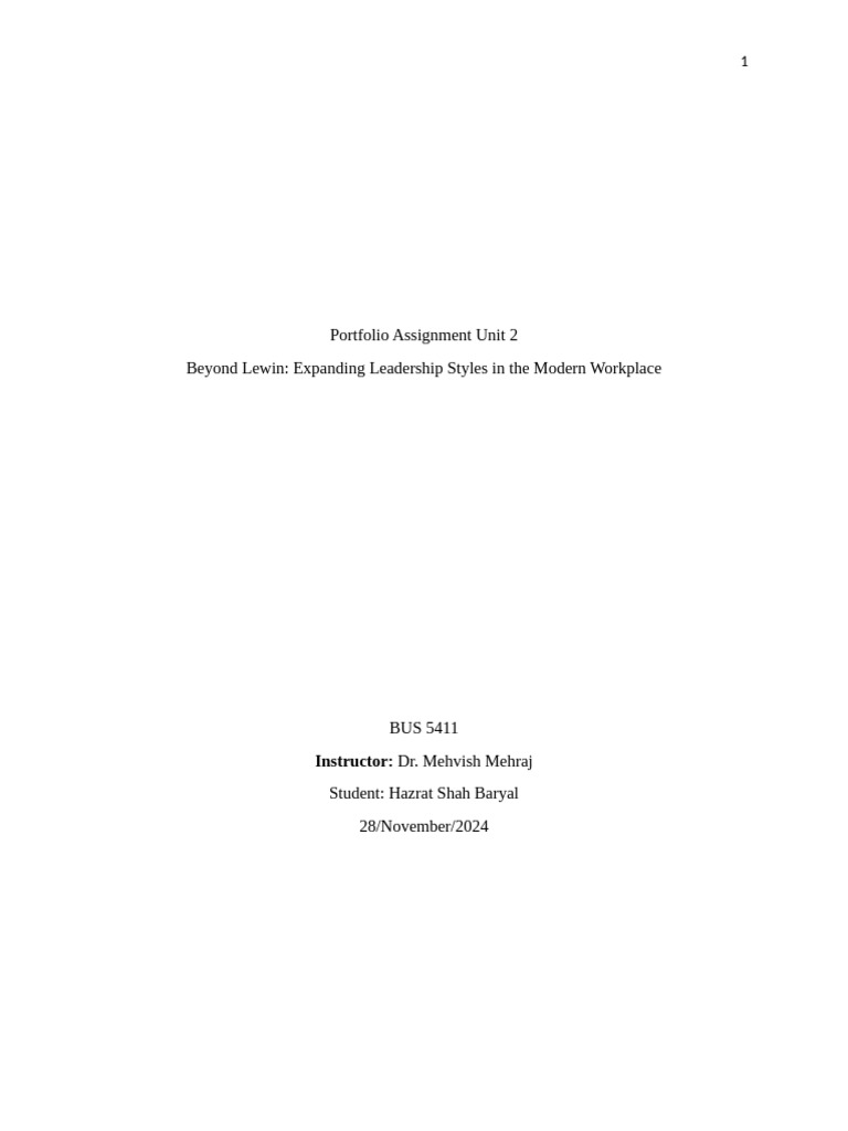 BUS 5411 Portfolio Assignment Unit 2 | PDF | Leadership | Emotional Intelligence