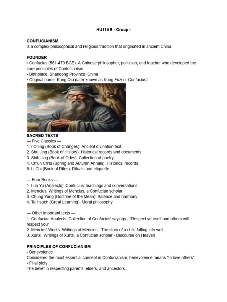 Overview of Confucianism Principles | PDF