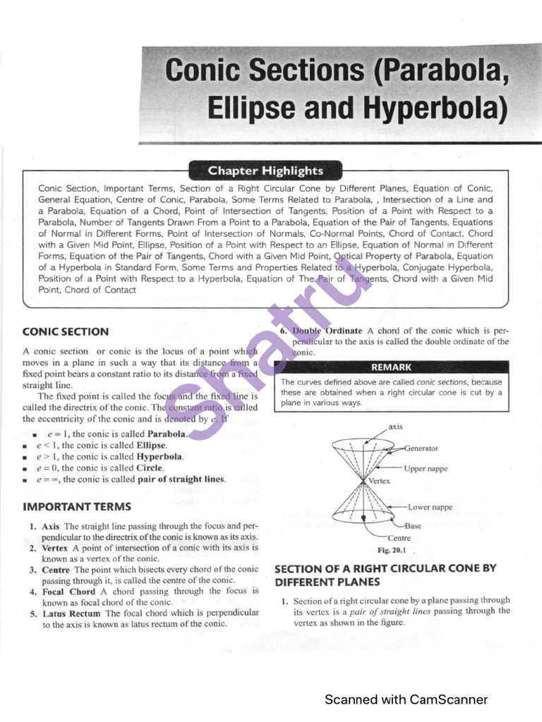 Conics Rev Theory (Parabola, Ellipse and | PDF