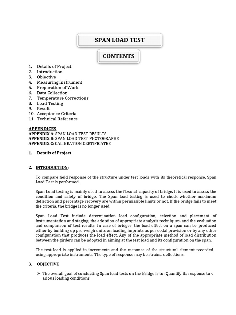 Methodology Span Load Test | PDF | Bridge | Calibration