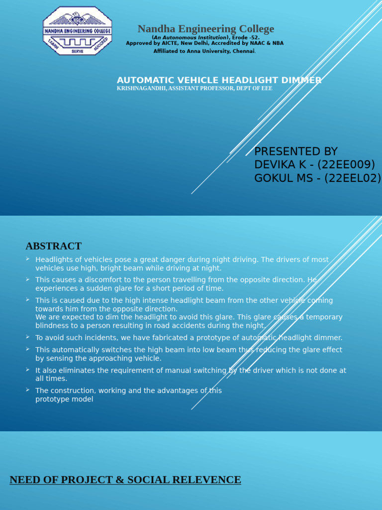 Automatic Headlight Dimmer Prototype | PDF | Headlamp | Road Transport