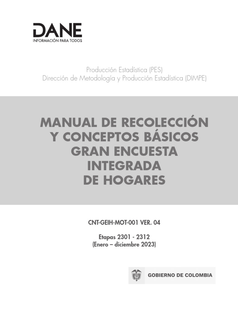 Manual de Recolección & Conceptos Basicos - GEIH2018 - 2023 | PDF | Muestreo (Estadísticas ...