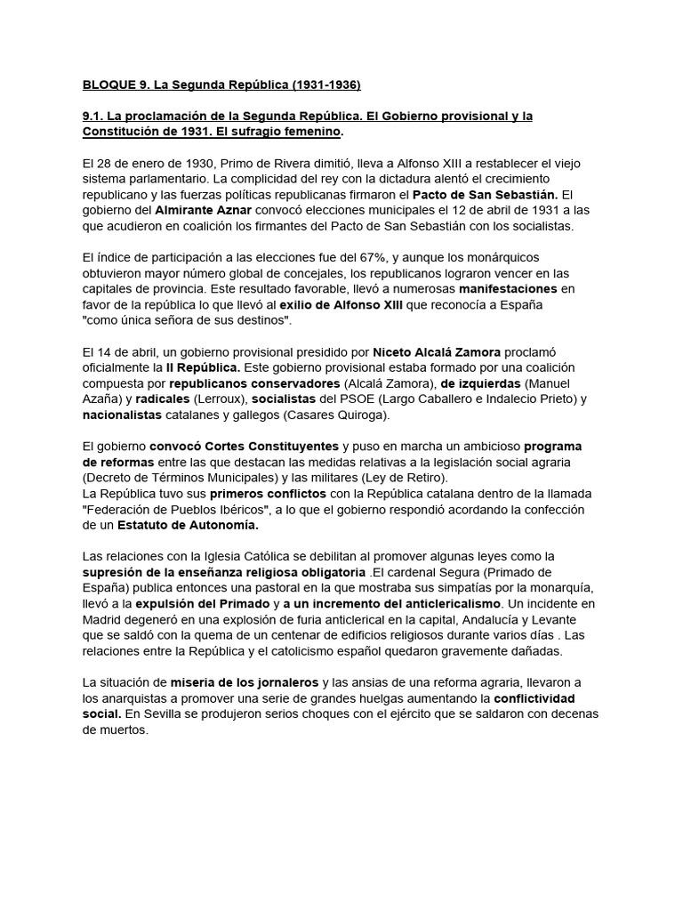 Bloque 9 | PDF | Política de españa | Gobierno