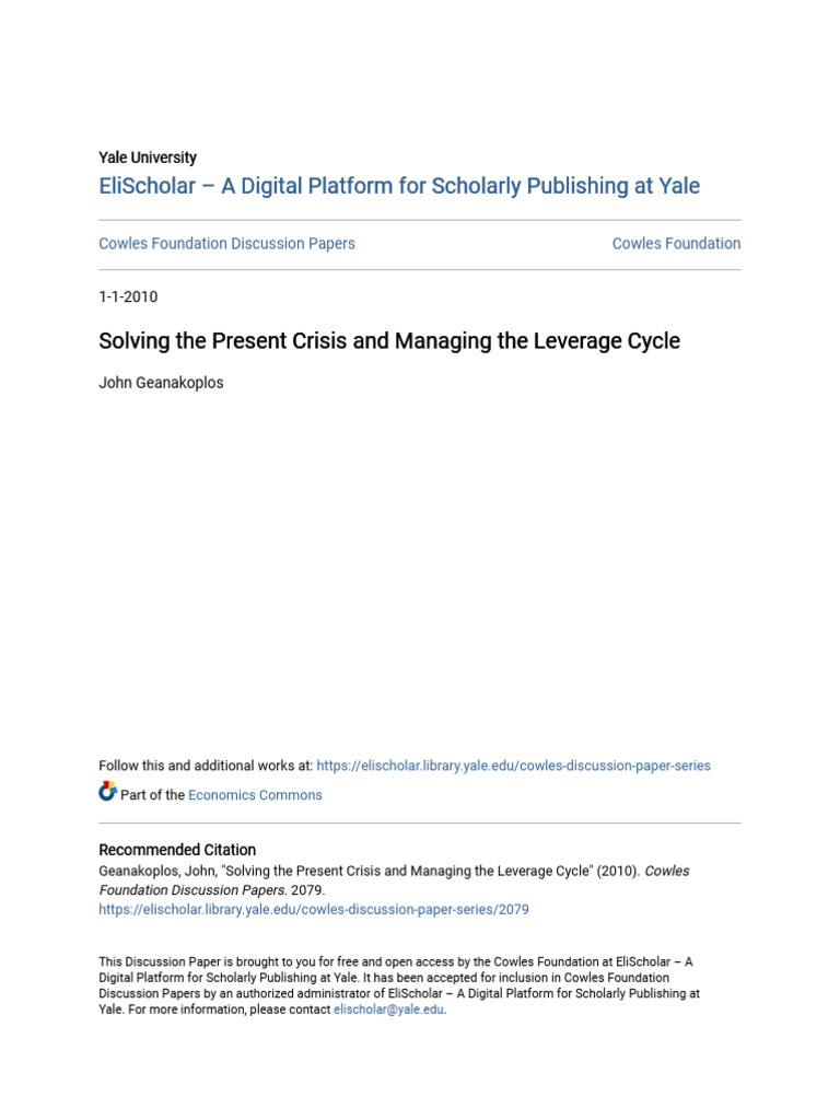 Solving The Present Crisis and Managing The Leverage Cycle | PDF ...
