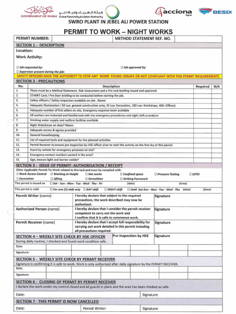 Night Work Permit | PDF