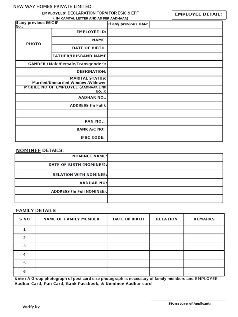 EPFO & ESIC From | PDF