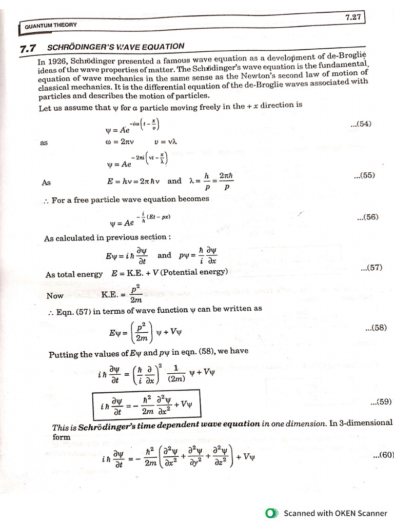 Schrodinger Wave Eqn. | PDF