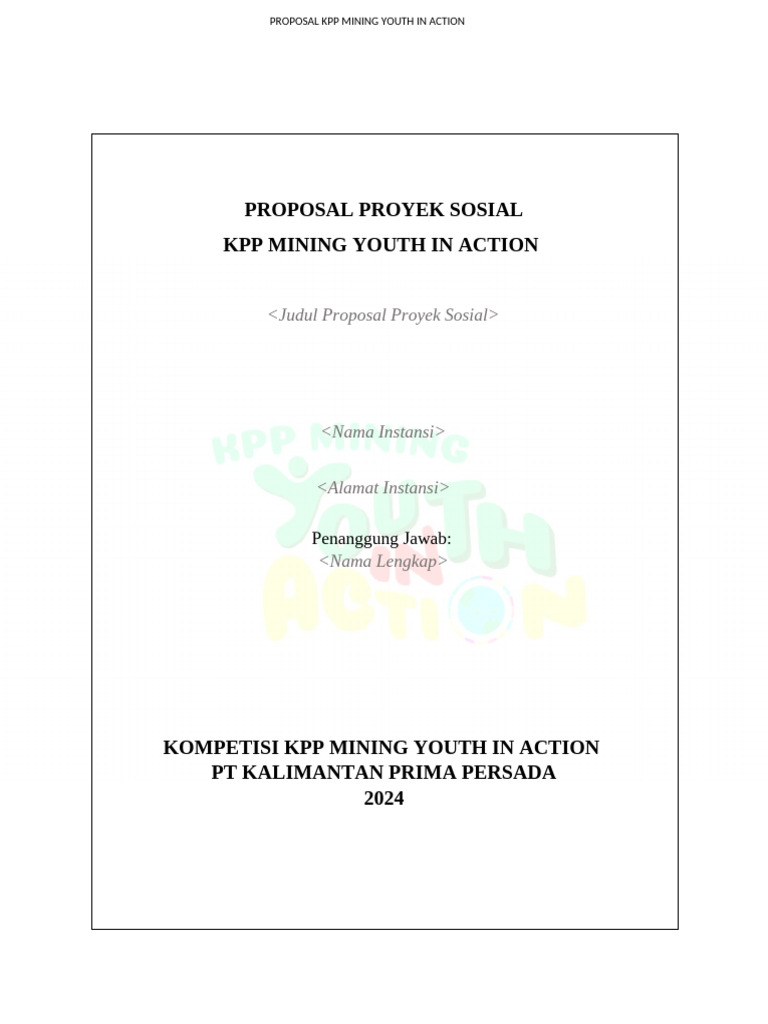 Proposal KPP Mining Youth in Action 2024 | PDF