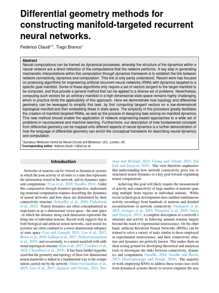 BEST-2A - Differential Geometry Methods For - CONSTRUCTING - MANIFOLD-TRAGETED NEURAL NETS | PDF ...