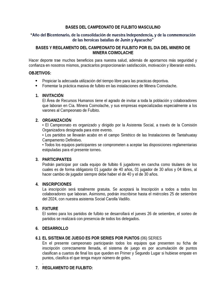 Campeonato de Fulbito Masculino 2024 | PDF | Deportes