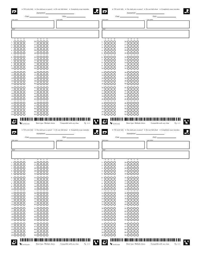 Multiple Choice 50 Questions - Compatible With Any Class | PDF ...