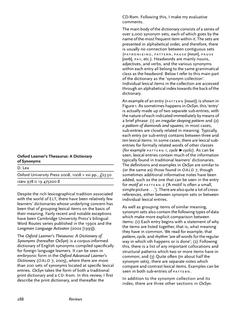 Oxford Learner's Thesaurus A Dictionary | PDF | Noun | Verb