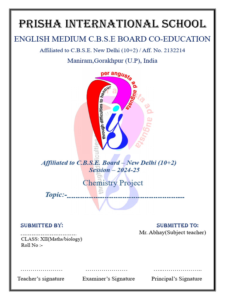 Chemistry Project Front Page Design | PDF