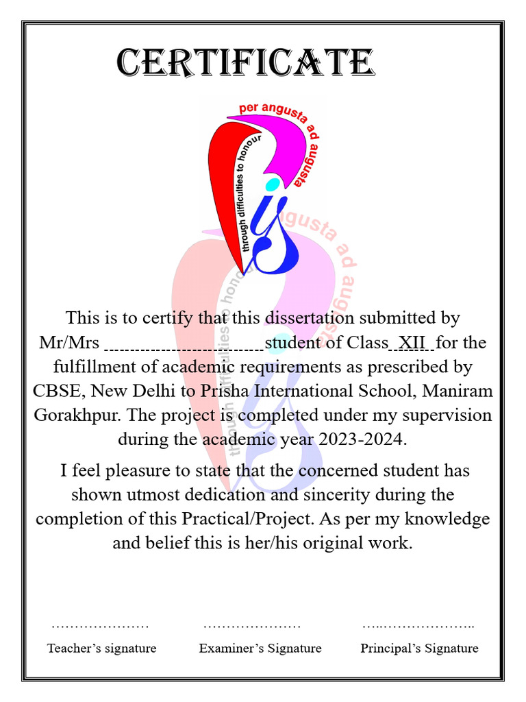 Physics Certificate and Acknowledgement | PDF