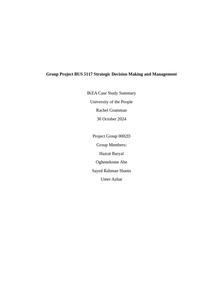 Project Group 0002D Final IKEA Paper File | PDF | Strategic Management ...
